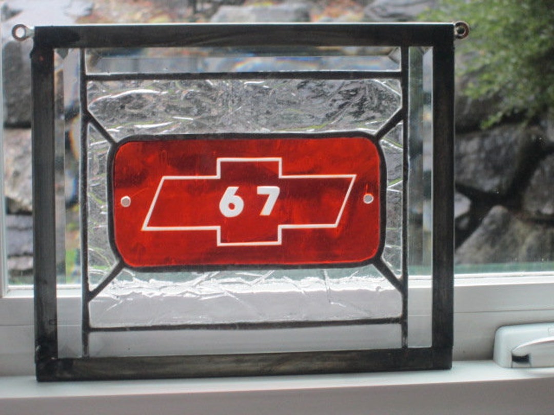 9" X 7.5" 1967 Chevrolet-stained Glass Logo - Etsy
