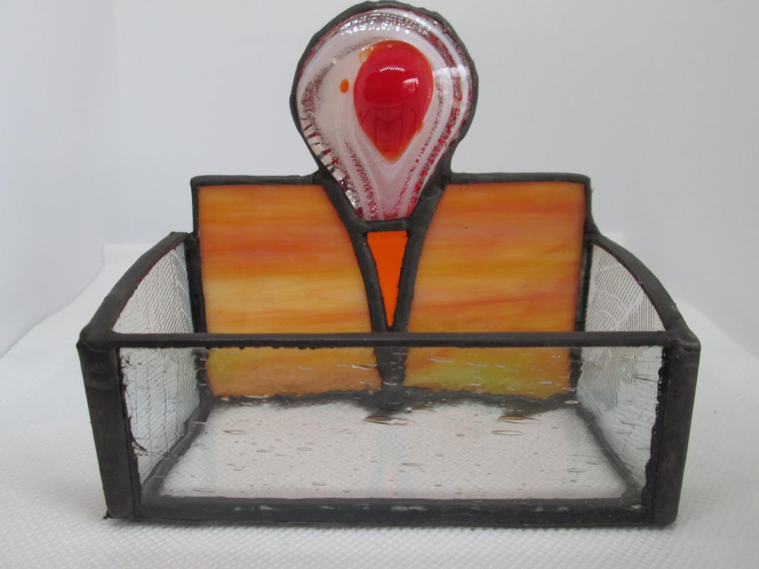 Orange-stained Glass Business Card Holder - Etsy