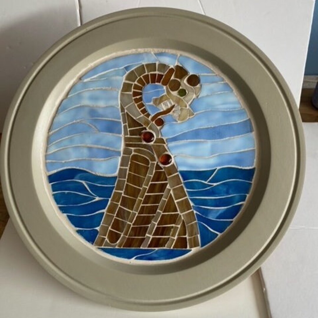 13 1/2" Wooden Plate With Stained Glass Viking Mosaic Design - Etsy