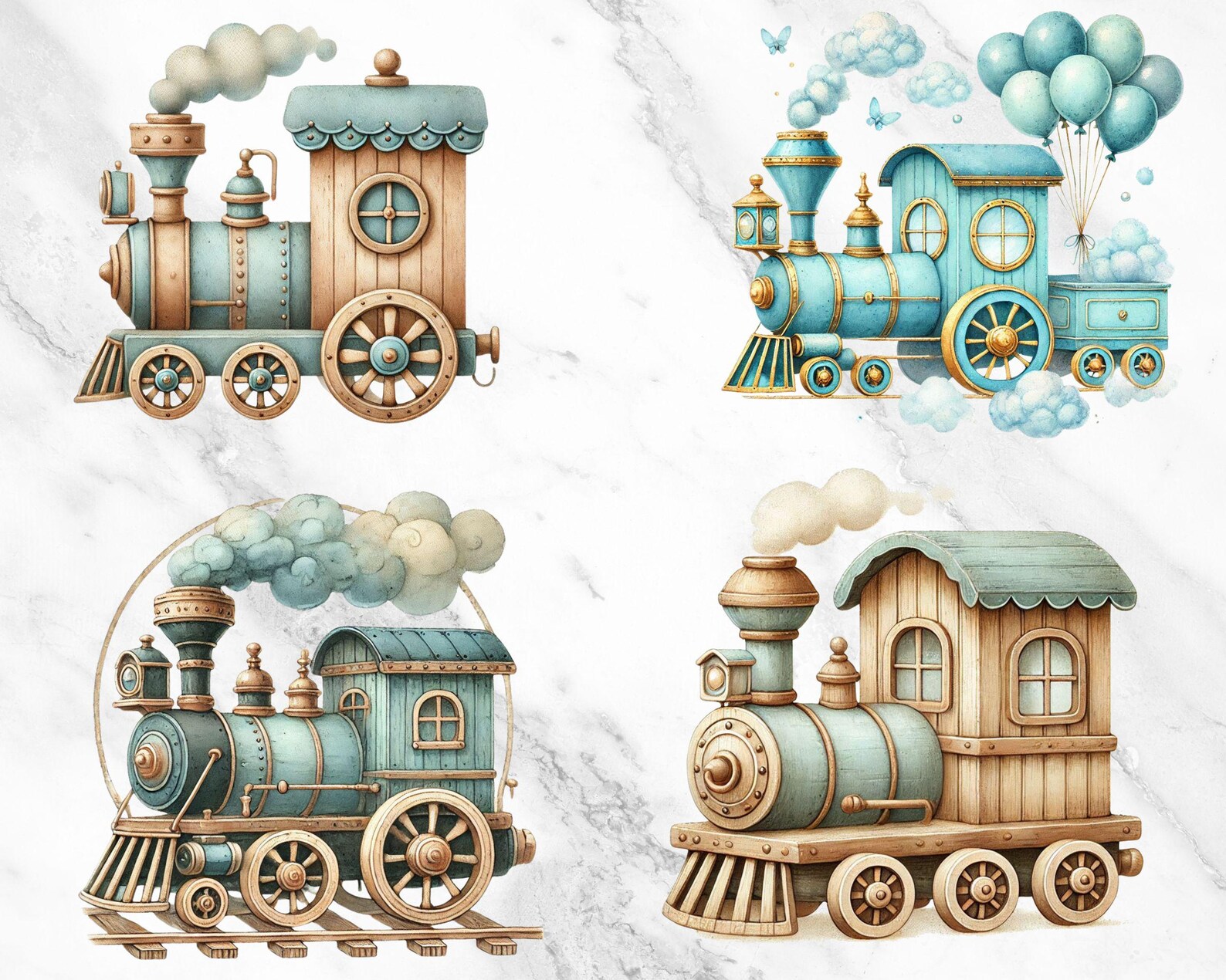 Cute Train Clipart, Kids Transportation Clipart, Baby Shower Train ...