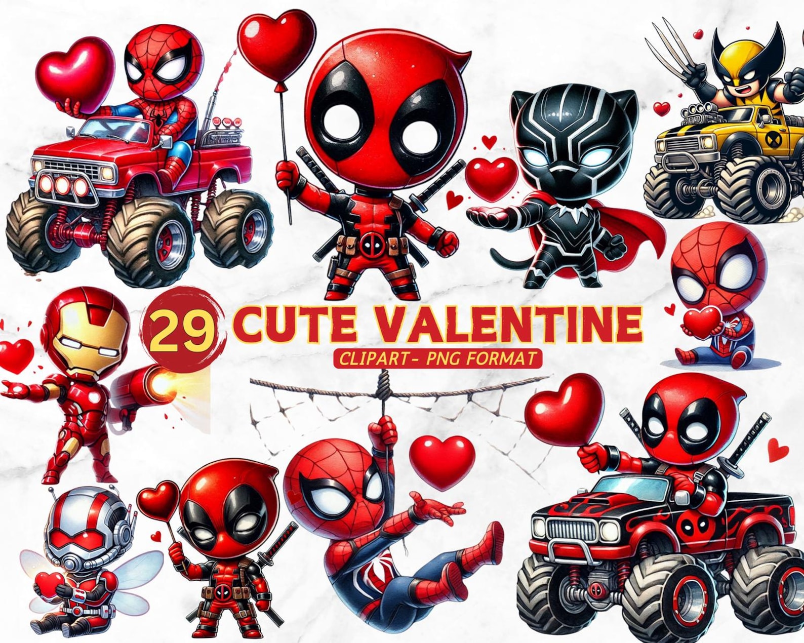 Valentine Superhero Clipart Bundle, Cute Hero Clipart, Love Superhero ...