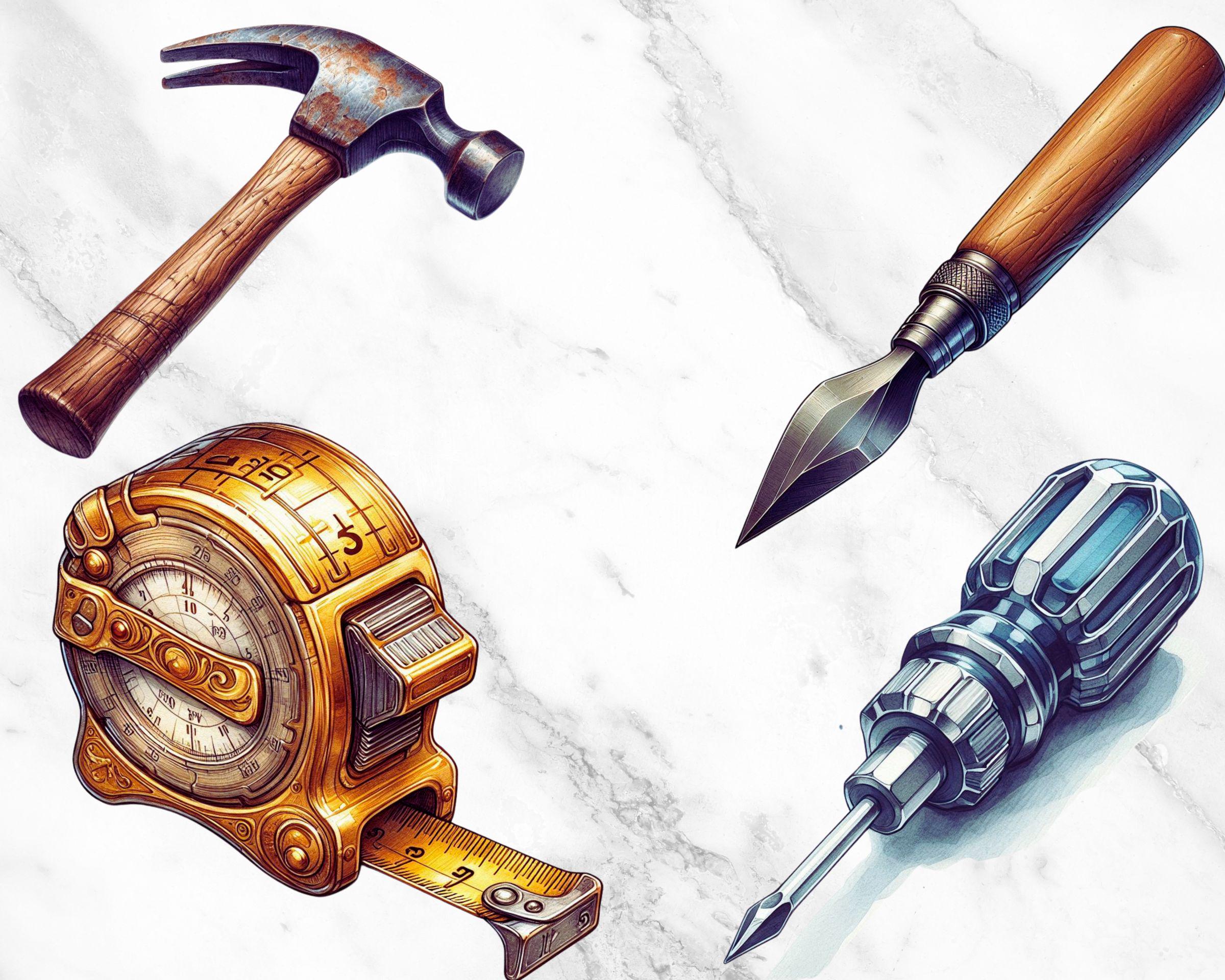 Watercolor Tools Clipart, Hand Tools Clipart, Tool Kit Clipart, Toolbox ...