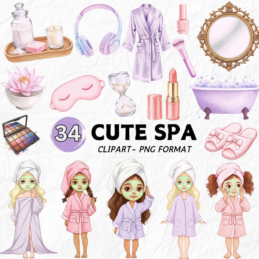Cute Spa Clipart Watercolor Spa Png Self Care Clipart Bath ...