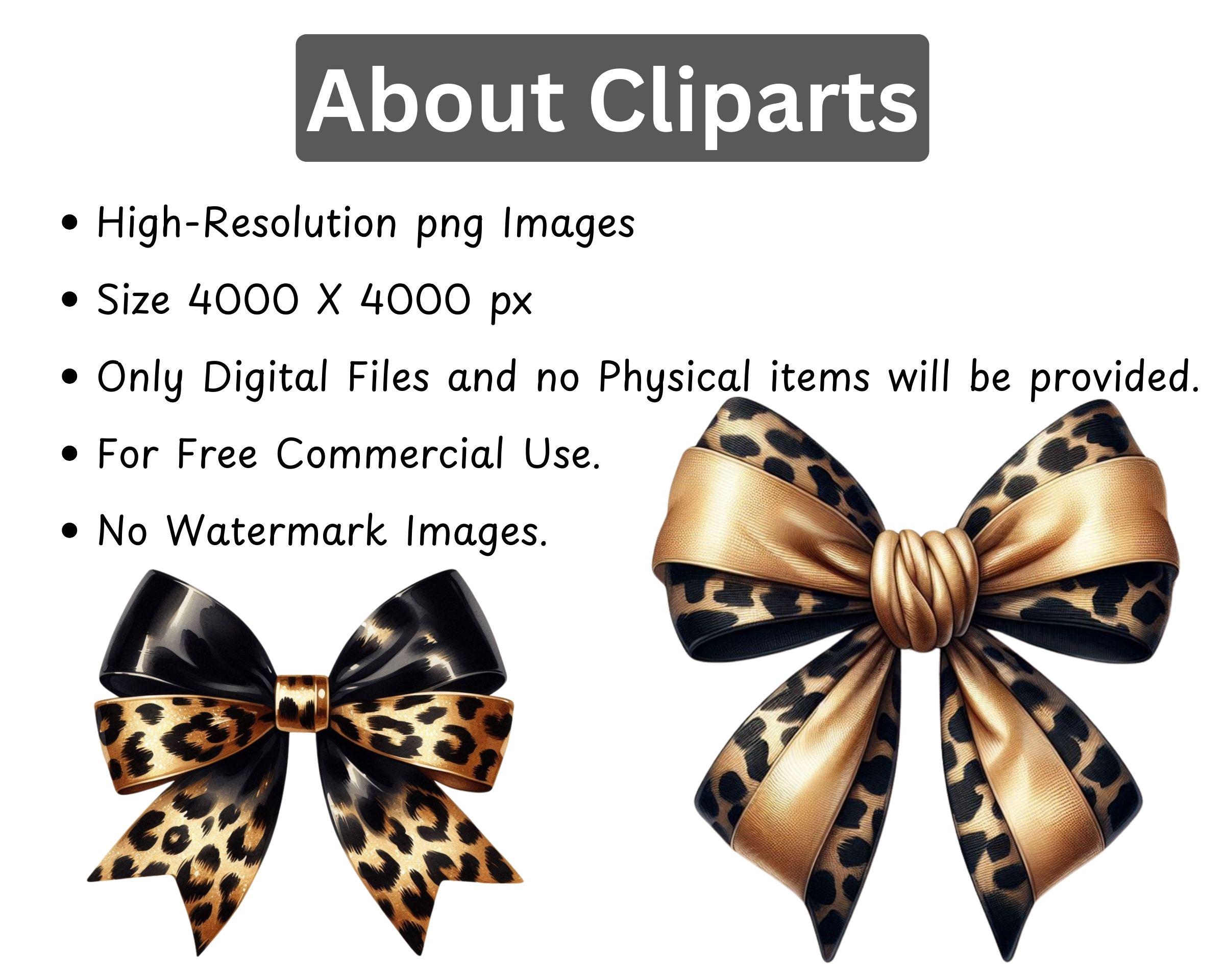 Watercolor Leopard Bows Clipart PNG Cheetah Bow Tie Clipart Coquette ...
