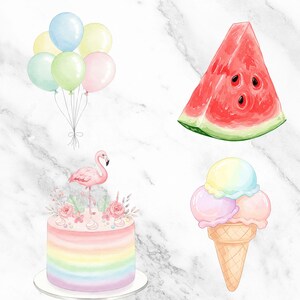 Watercolor Pool Party Clipart: Summer Beach Designs (instant Download ...