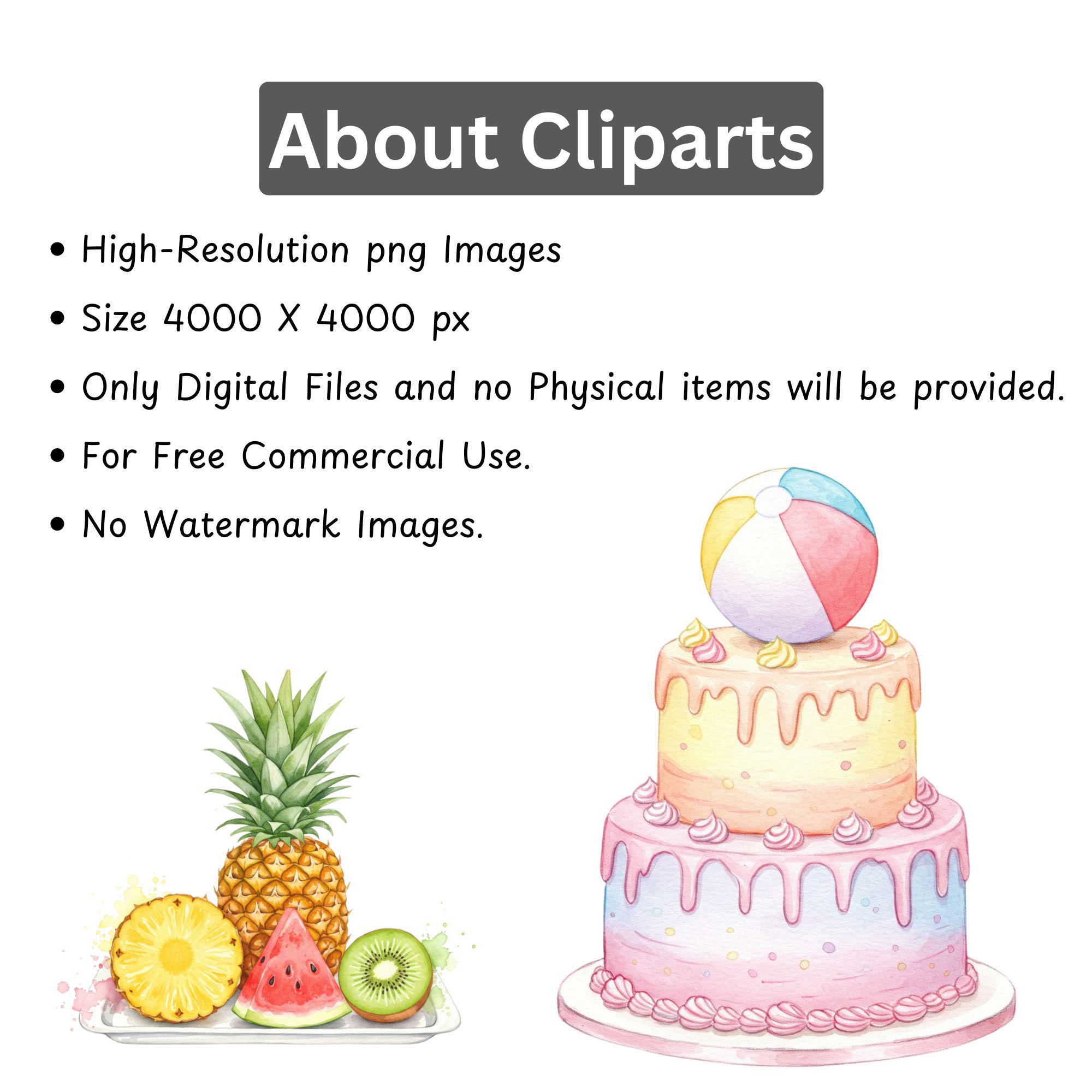 Watercolor Pool Party Clipart: Summer Beach Designs (instant Download ...