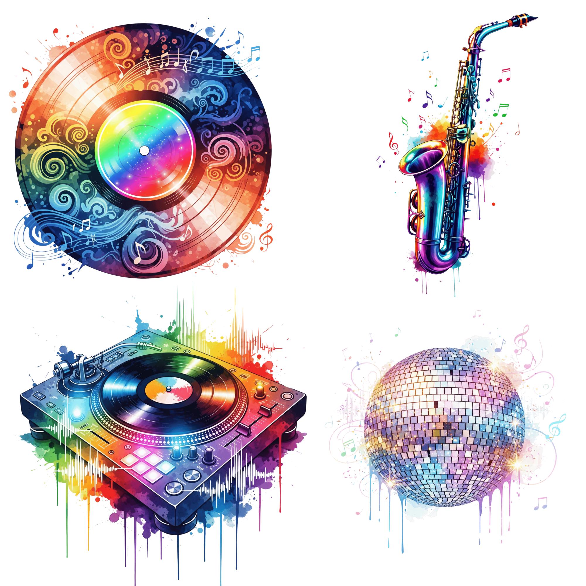 Watercolor Disco Clipart Bundle: Retro Party Graphics (PNG Download - Etsy