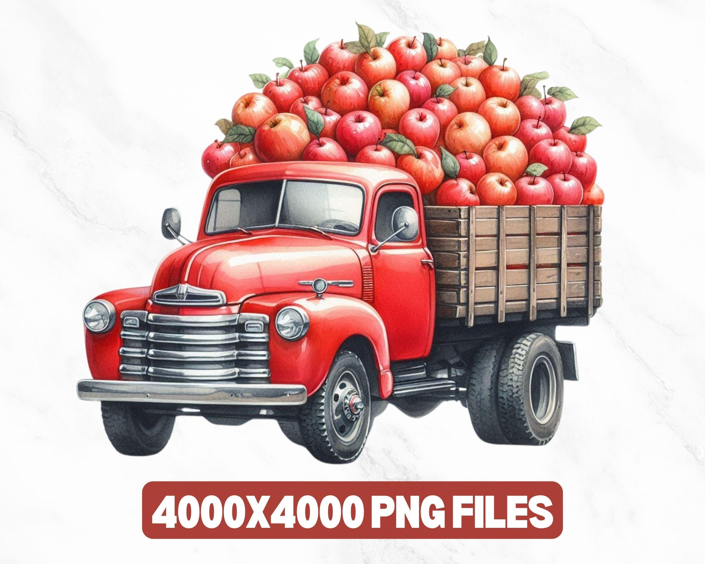 Watercolor Apple Clipart Bundle, Red Apples, Tree Graphics, Rustic ...