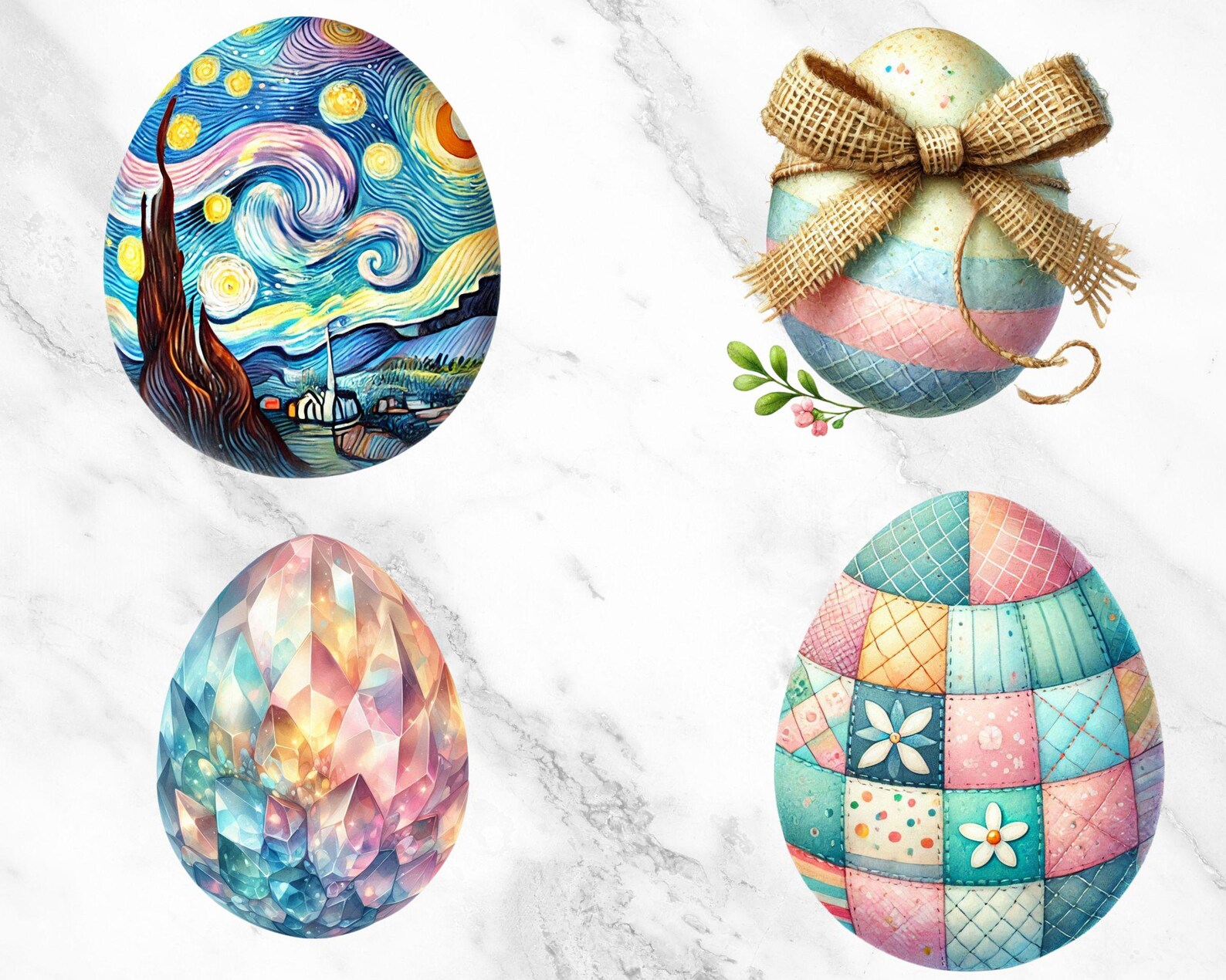 Watercolor Easter Eggs Clipart: Floral Rabbit PNG (digital Download) - Etsy