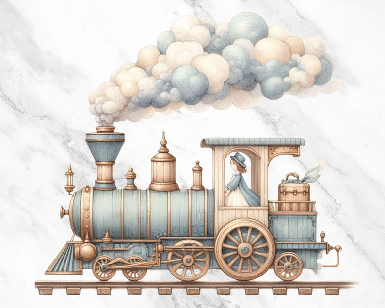 Cute Train Clipart, Kids Transportation Clipart, Baby Shower Train ...