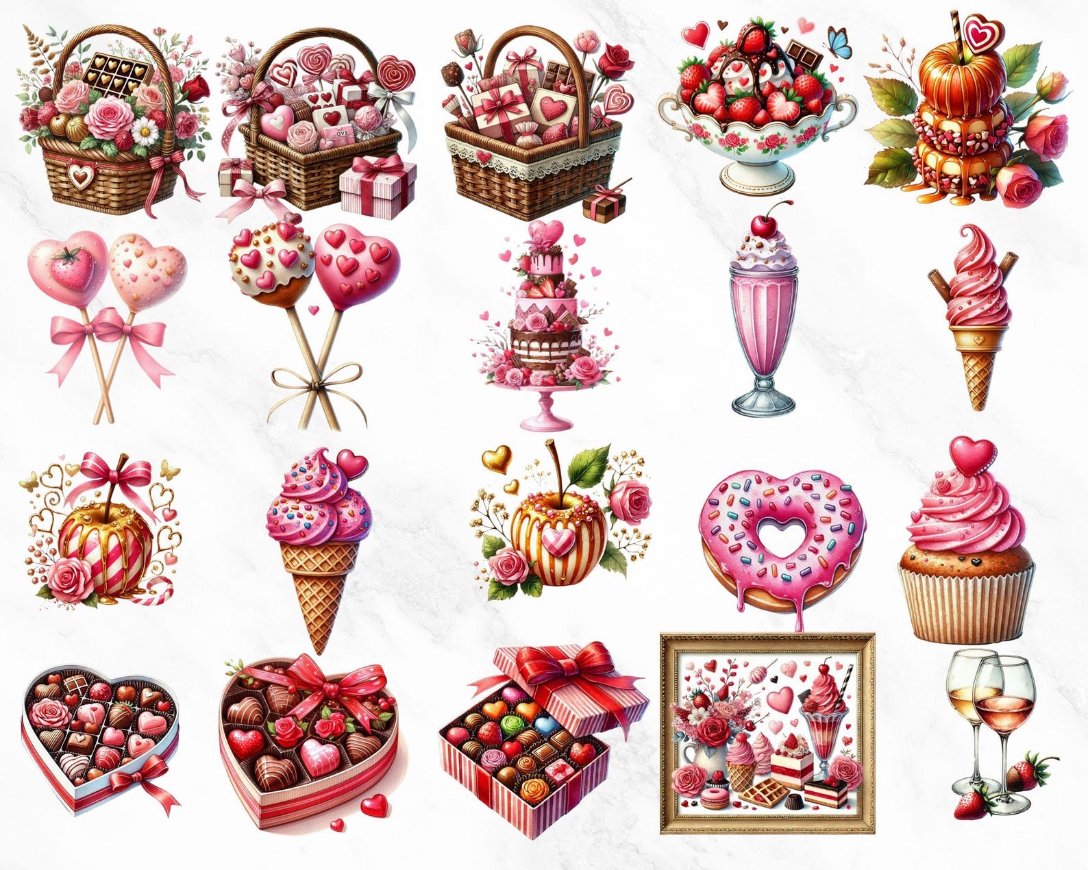 Valentines Day Sweets Clipart, Chocolate Cookie PNG, Watercolor ...