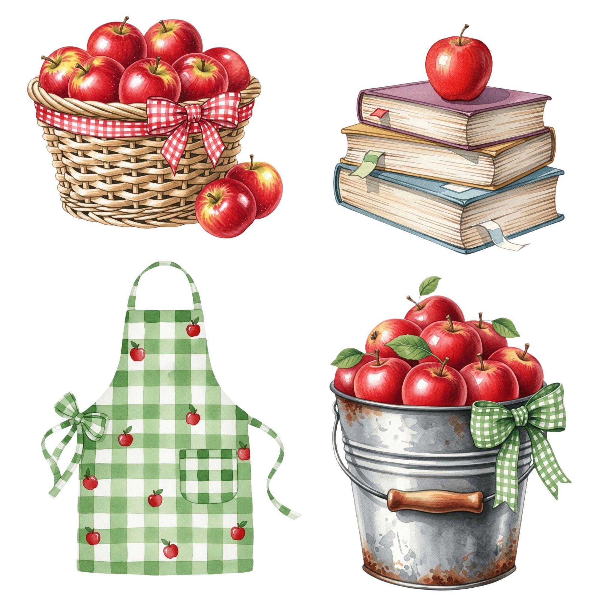 Watercolor Apple Clipart Set: Rustic Orchard Illustrations (PNG Digital ...