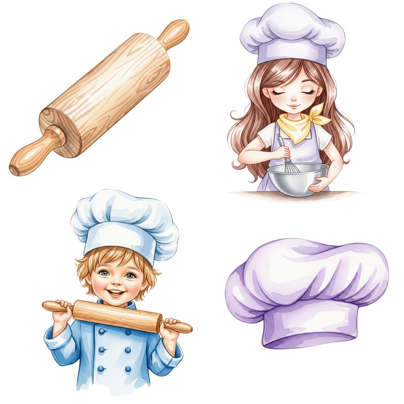 Pastel Bakery Clipart Bundle: Watercolor Baking PNG (commercial Use ...