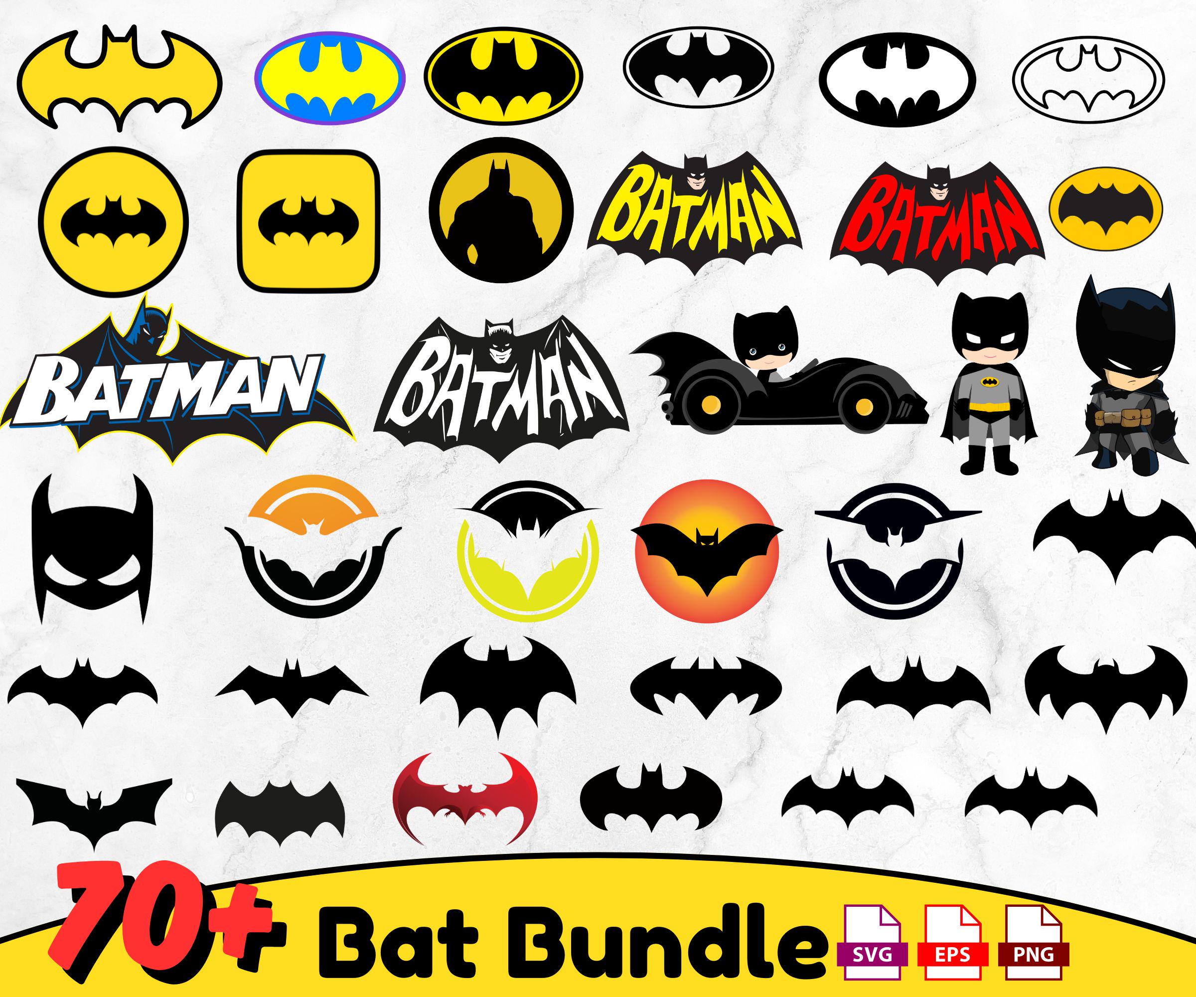 Bat Logo SVG Bundle Bat Hero Clipart Superhero SVG Comic Cut Files ...