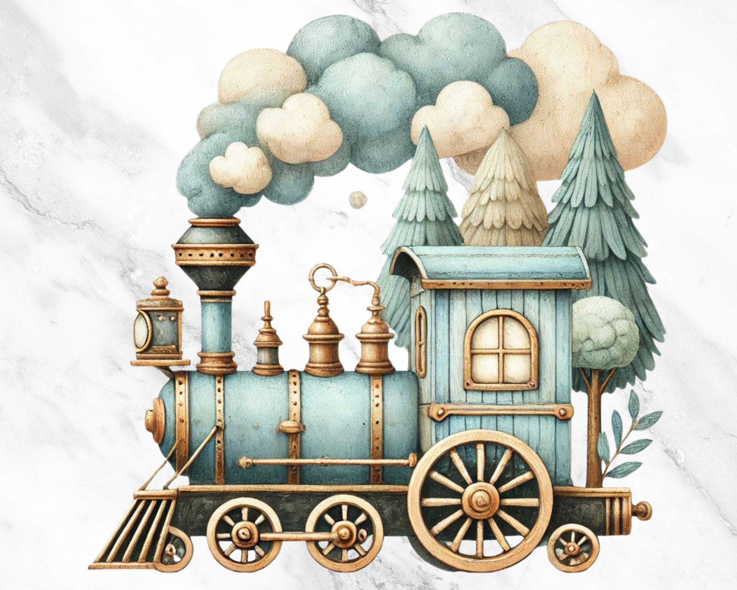 Cute Train Clipart, Kids Transportation Clipart, Baby Shower Train ...