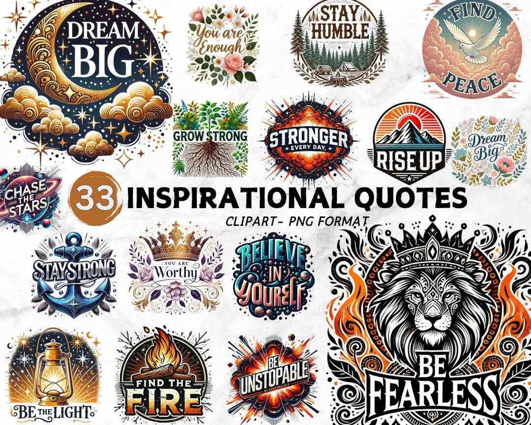 Inspirational Quotes Clipart, Motivational Phrases, Positive Art ...