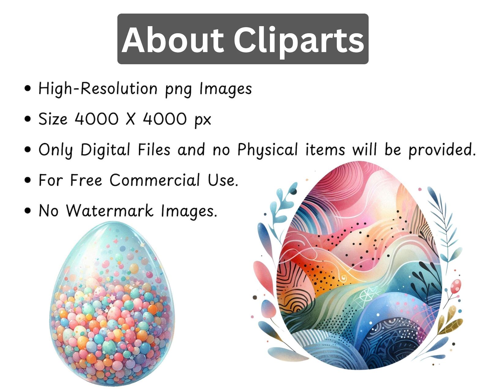 Watercolor Easter Eggs Clipart: Floral Rabbit PNG (digital Download) - Etsy