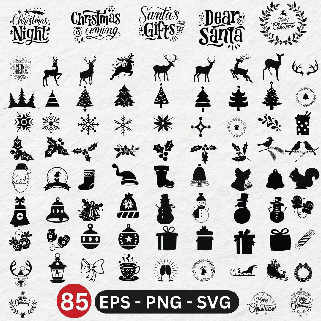 Christmas SVG Bundle: Reindeer, Santa, Holiday Clipart (digital ...