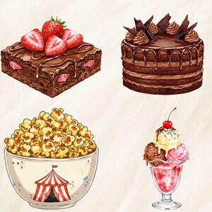 Watercolor Sweet Treats Clipart Cupcakes Ice Cream Cookies Donuts Candy ...