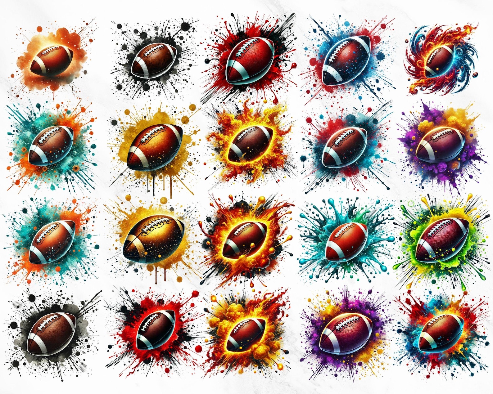 Watercolor Football Clipart Bundle: Hand-painted Sports Illustrations ...