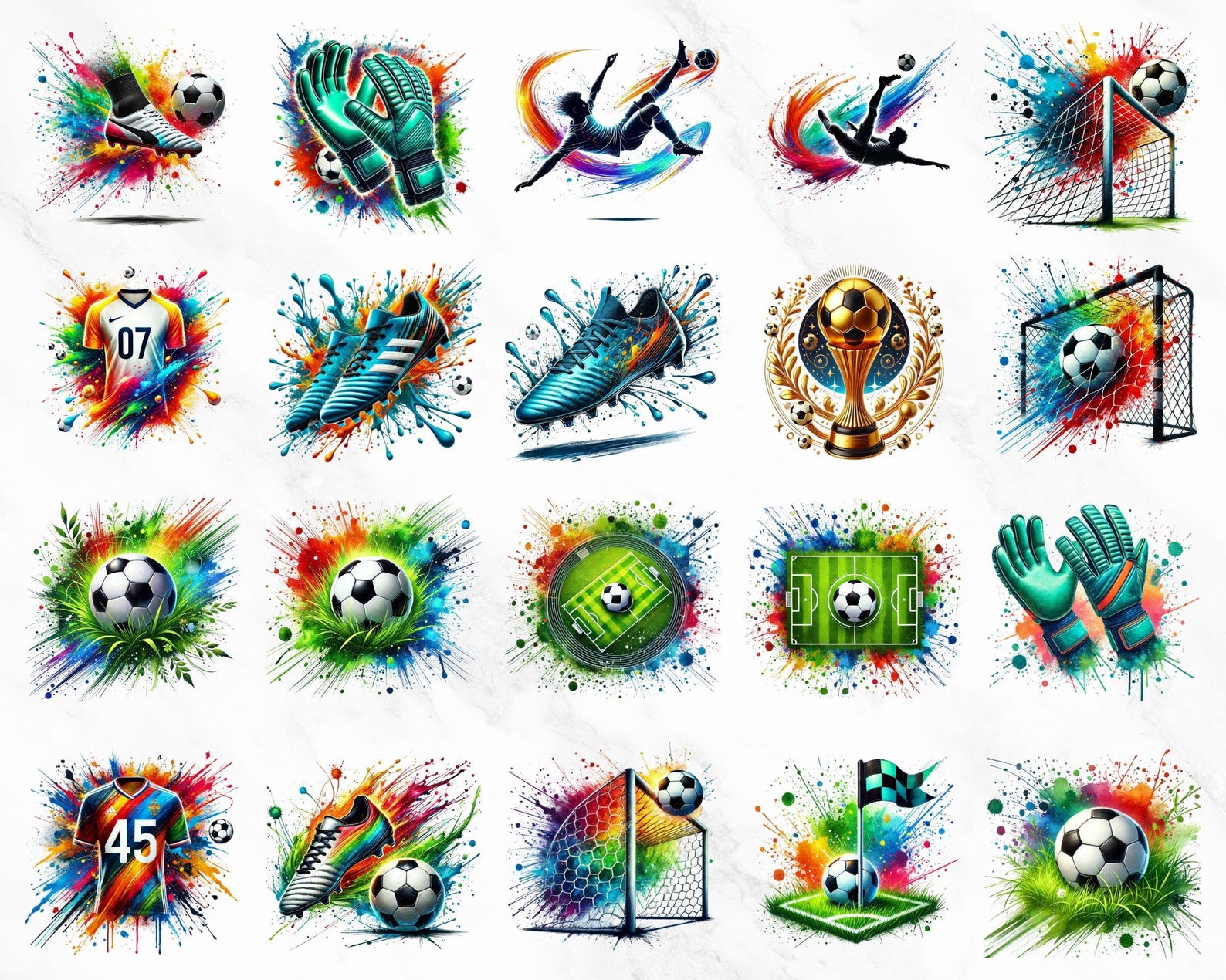 Watercolor Soccer Clipart Bundle, Football PNG Files, Soccer Ball ...