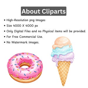 Watercolor Sweet Treats Clipart Cupcakes Ice Cream Cookies Donuts Candy ...
