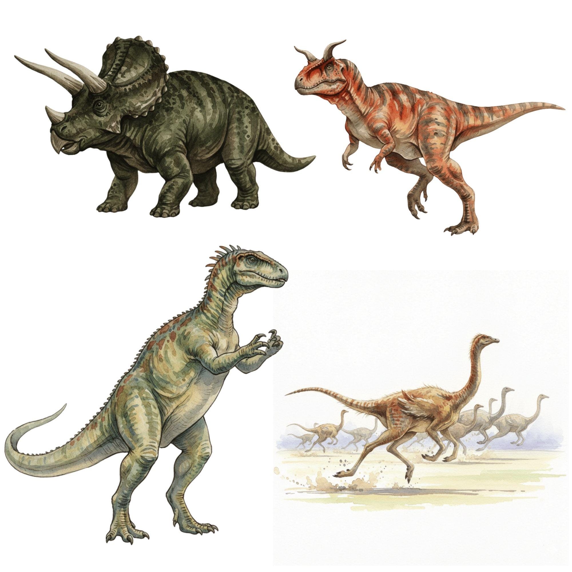 Realistic Dinosaur Clipart, Watercolor Jurassic Dino PNG, T-rex Clipart ...