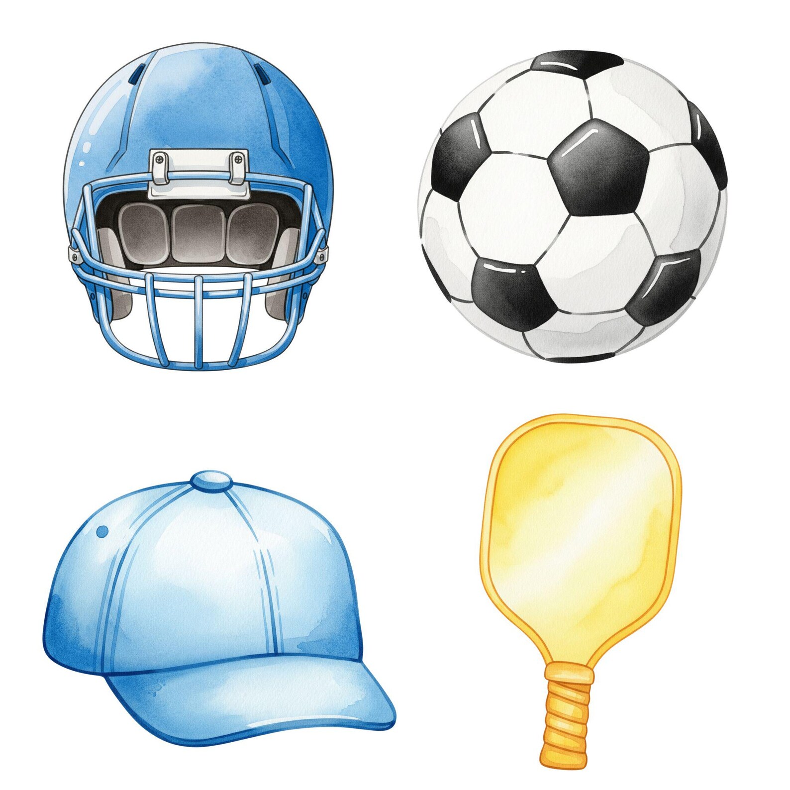 Watercolor Sports Clipart, Football Clipart, Soccer Clipart, Sports ...