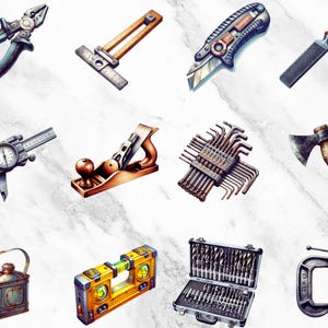 Watercolor Tools Clipart, Hand Tools Clipart, Tool Kit Clipart, Toolbox ...