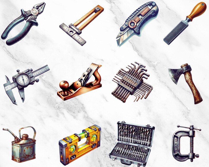 Watercolor Tools Clipart, Hand Tools Clipart, Tool Kit Clipart, Toolbox ...