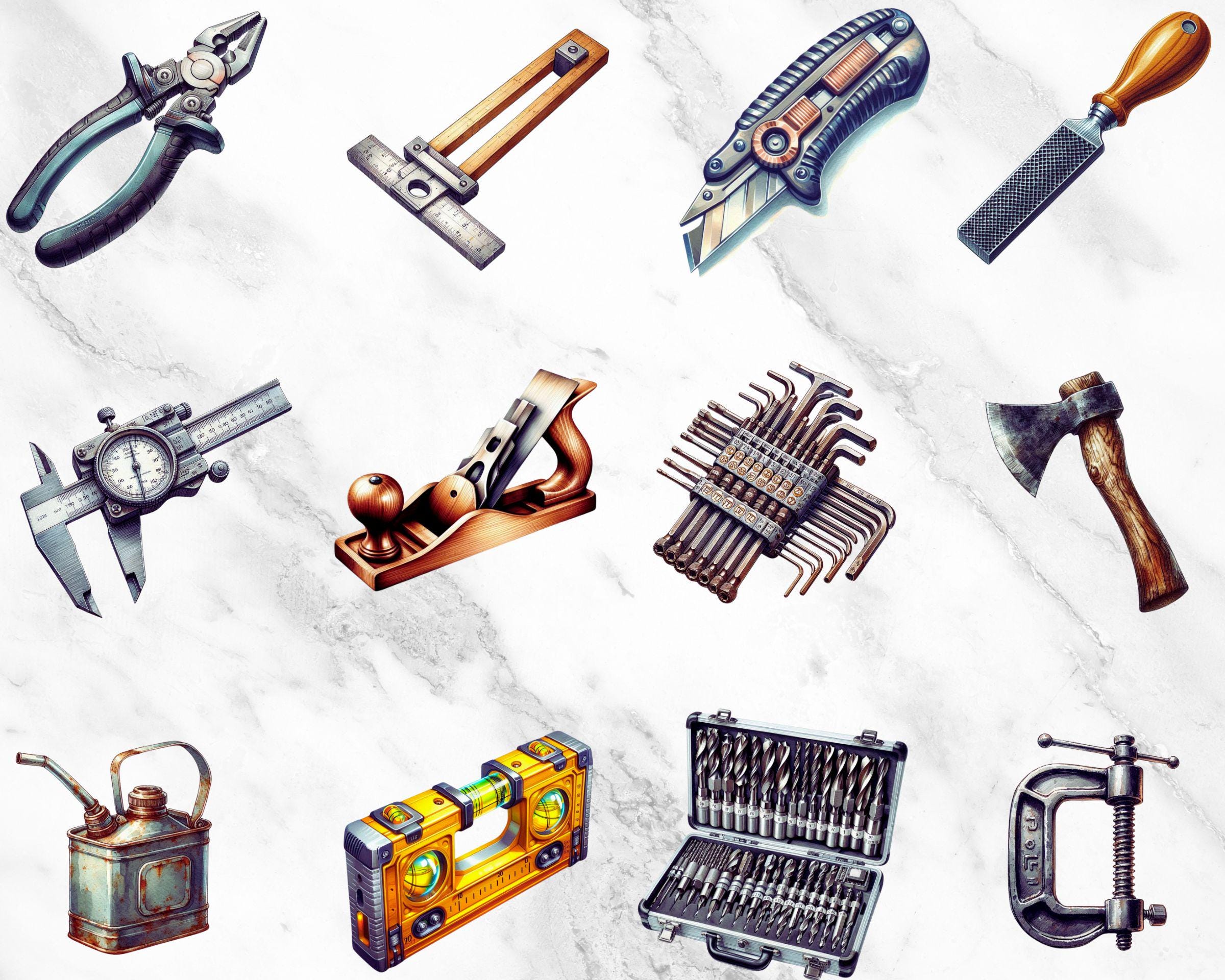 Watercolor Tools Clipart, Hand Tools Clipart, Tool Kit Clipart, Toolbox ...