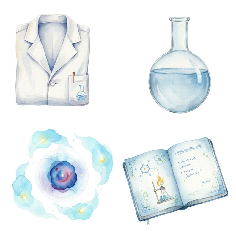 Watercolor Science Lab Clipart, Laboratory Illustrations, Chemistry PNG ...
