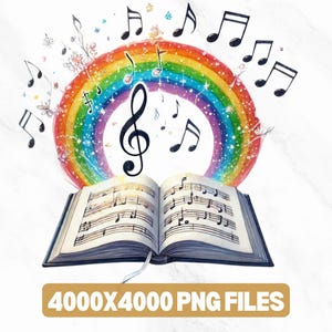 Watercolor Musical Instruments Clipart: Music Notes PNG (digital ...