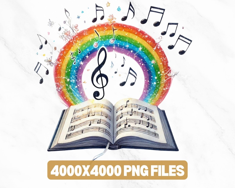 Watercolor Musical Instruments Clipart: Music Notes PNG (digital ...