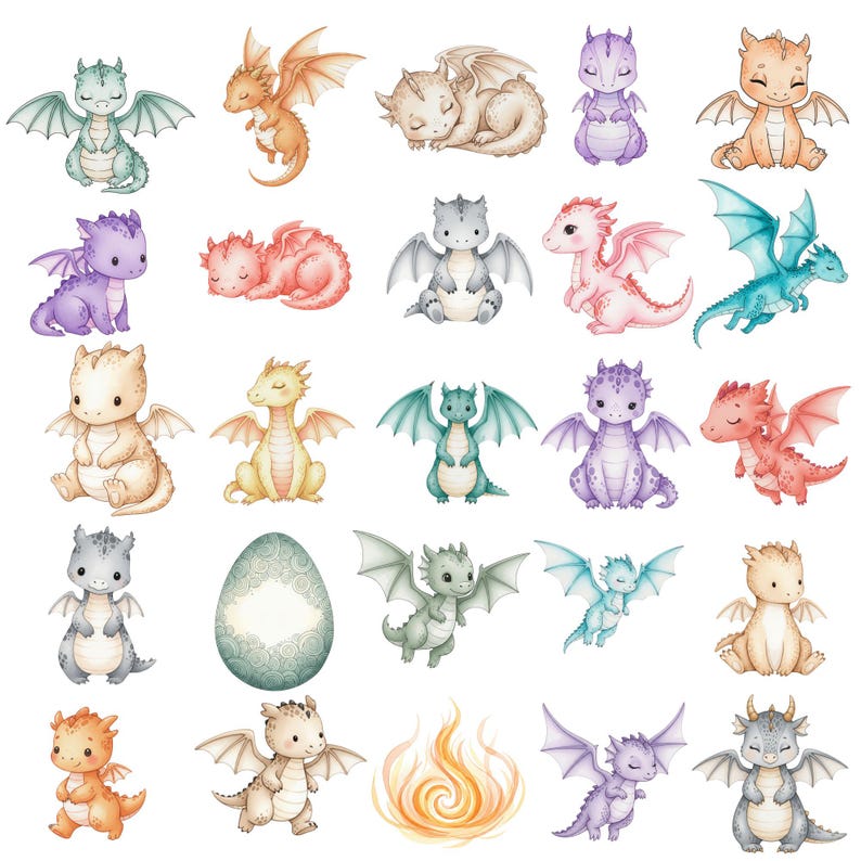 Watercolor Dragon Clipart PNG, Fantasy Baby Dragon Art, Flying Dragon ...
