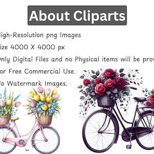 Bicycle Clipart Watercolor Vintage Floral Bicycle Clipart Png Digital ...