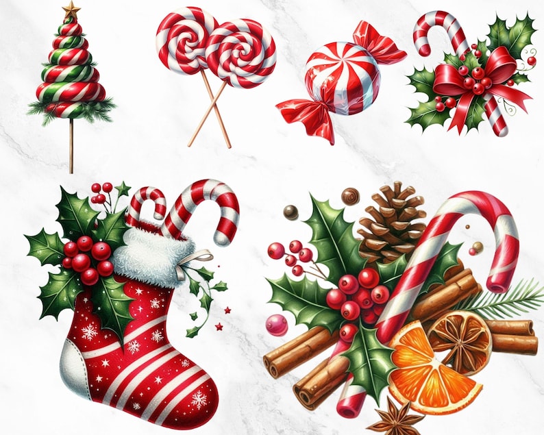 Christmas Candy Cane Clipart, Candy Cane PNG, Christmas PNG, Winter ...