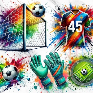 Watercolor Soccer Clipart Bundle, Football PNG Files, Soccer Ball ...