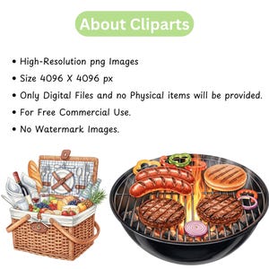 Watercolor BBQ Clipart Bundle: Summer Cookout Graphics (commercial Use ...