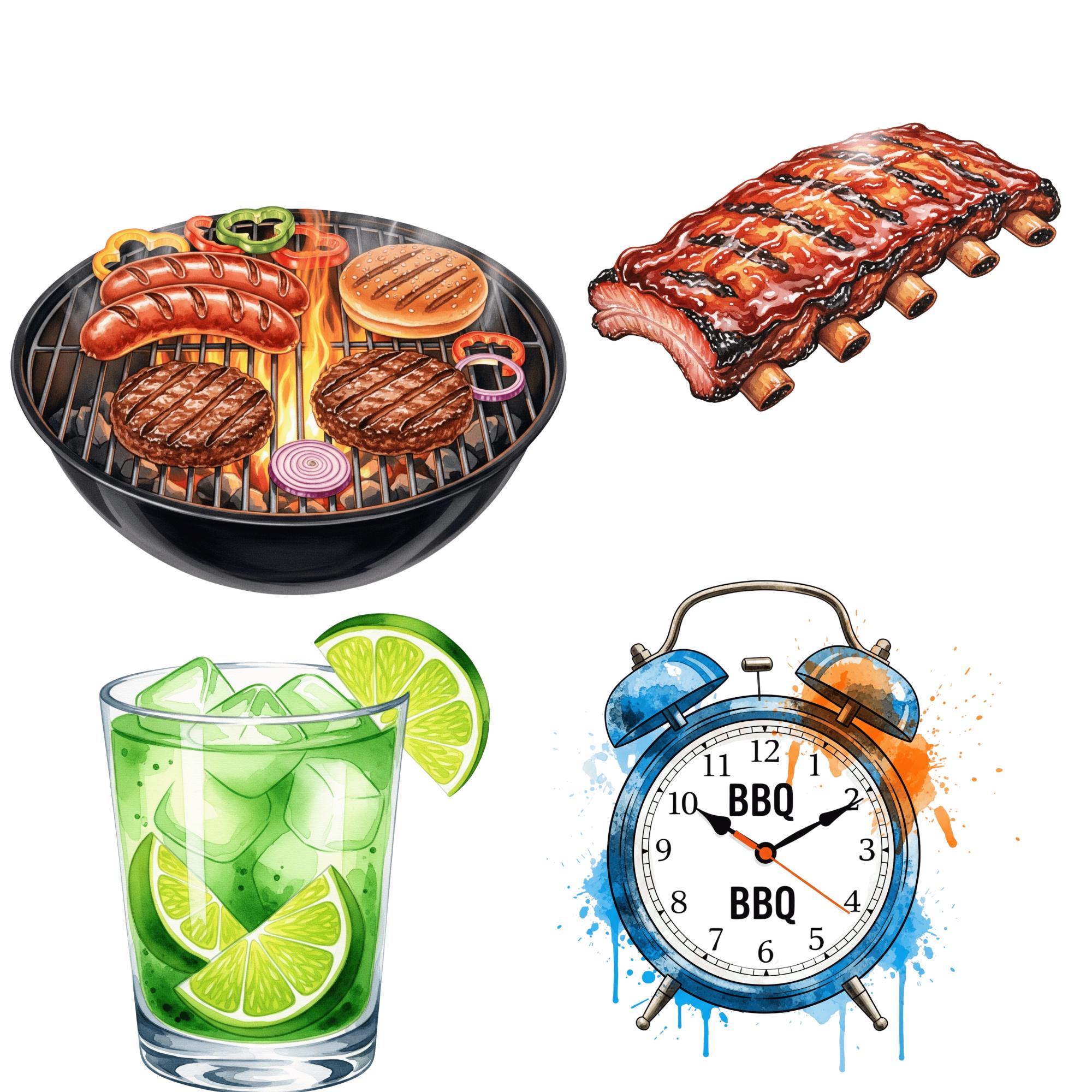 Watercolor BBQ Clipart Bundle: Summer Cookout Graphics (commercial Use ...