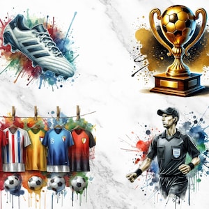 Watercolor Football Clipart, Watercolor Soccer PNG, Sports Clipart ...
