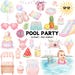 Watercolor Pool Party Clipart: Summer Beach Designs (instant Download ...