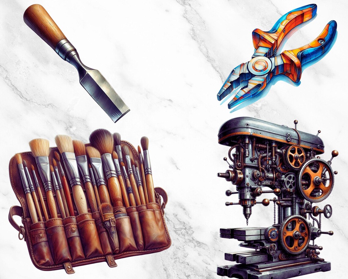 Watercolor Tools Clipart, Hand Tools Clipart, Tool Kit Clipart, Toolbox ...
