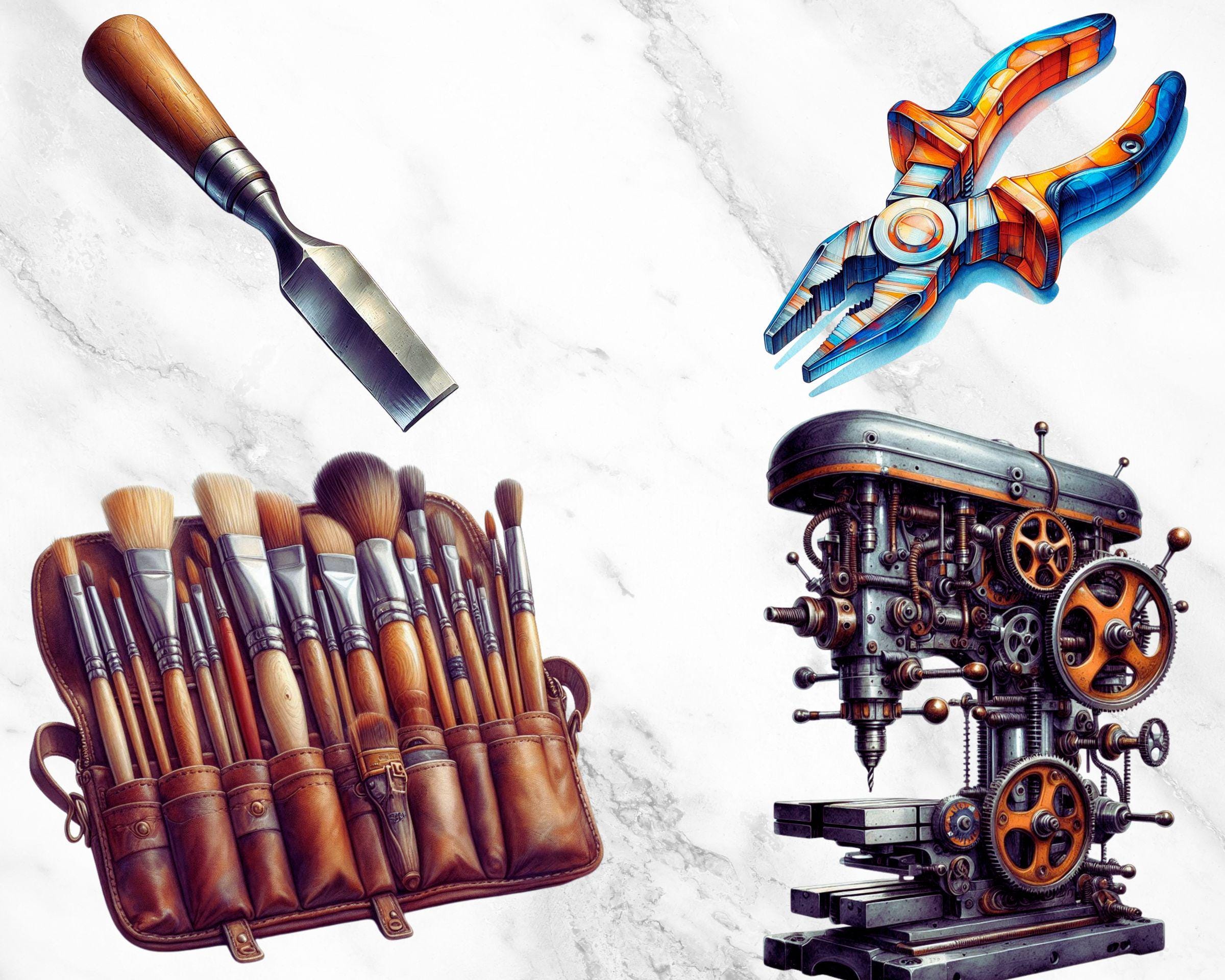 Watercolor Tools Clipart, Hand Tools Clipart, Tool Kit Clipart, Toolbox ...