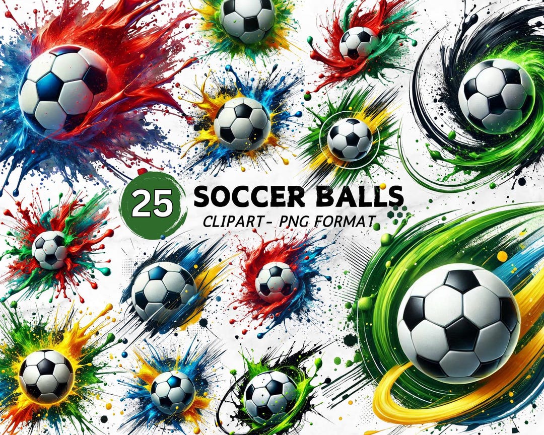 Watercolor Soccer Clipart Bundle, Football PNG Files, Soccer Ball ...