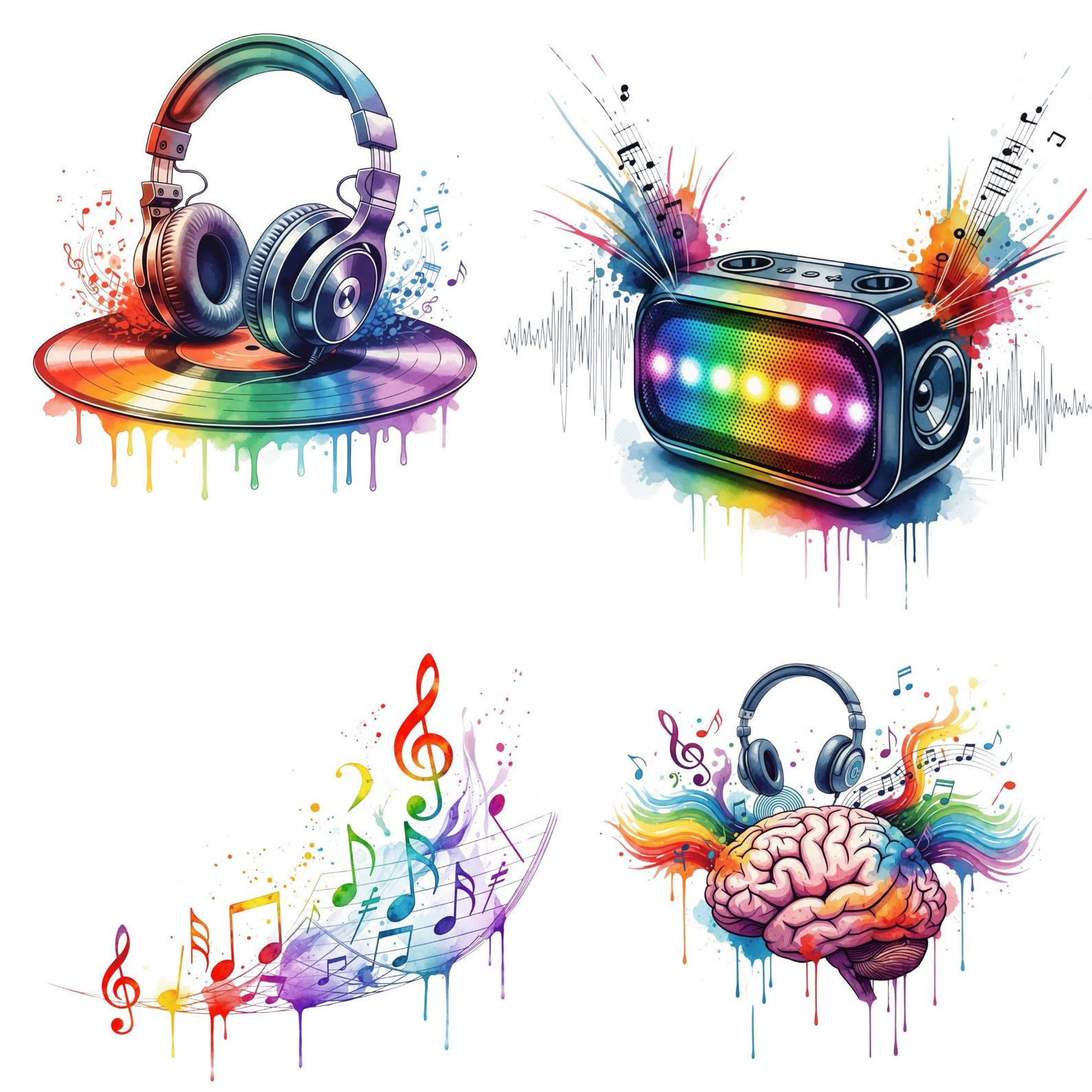 Watercolor Disco Clipart Bundle: Retro Party Graphics (PNG Download - Etsy