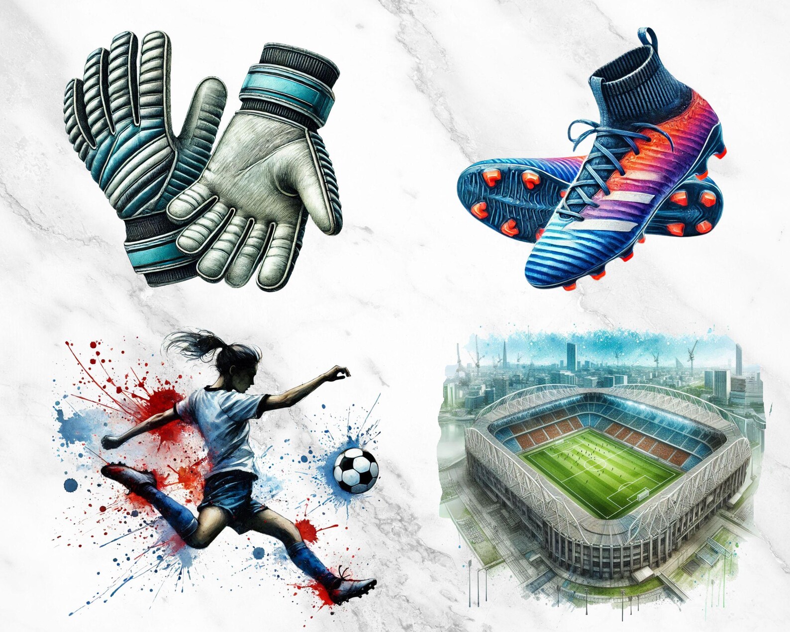 Watercolor Football Clipart, Watercolor Soccer PNG, Sports Clipart ...