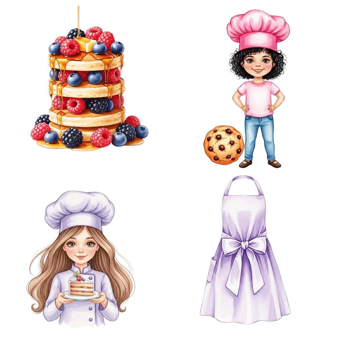 Pastel Bakery Clipart Bundle: Watercolor Baking PNG (commercial Use ...