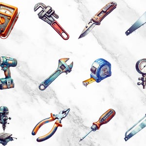 Watercolor Tools Clipart, Hand Tools Clipart, Tool Kit Clipart, Toolbox ...
