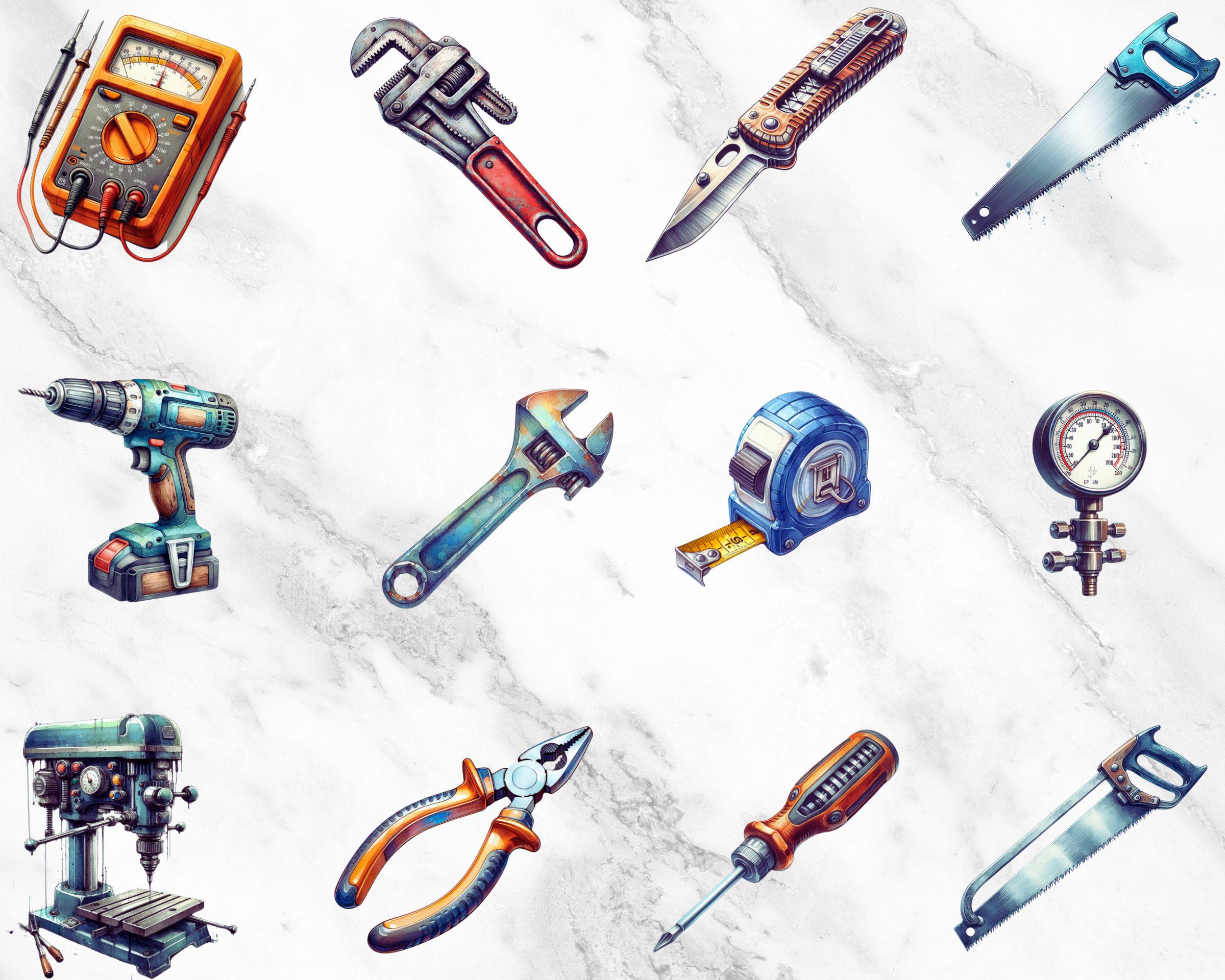 Watercolor Tools Clipart, Hand Tools Clipart, Tool Kit Clipart, Toolbox ...